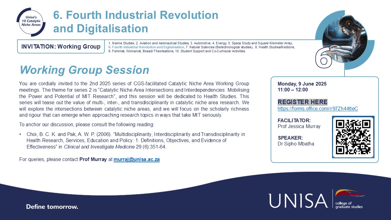 Catalytic Niche Area working group session: 'Fourth Industrial Revolution and Digitalisation'
